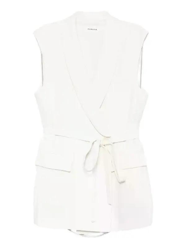 P.a.r.o.s.h Belted Sleeveless Gilet - Neutrals