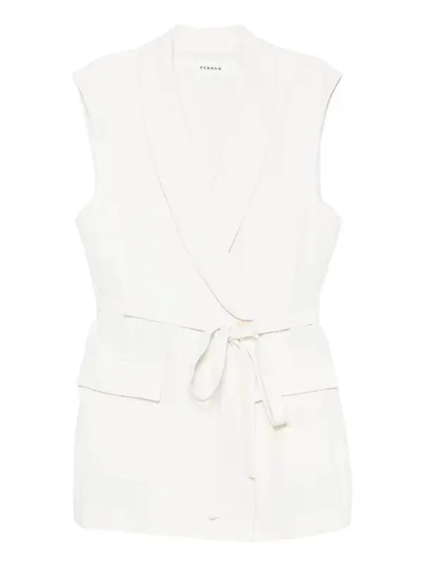 P.a.r.o.s.h Belted Sleeveless Gilet - Neutrals