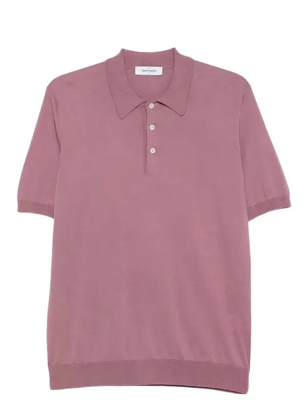 GRAN SASSO Short-sleeve Knitted Polo Shirt - Pink