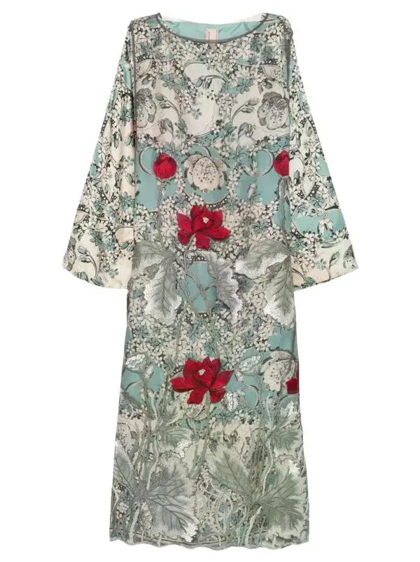 Antonio Marras Floral-print Embroidered Dress - Neutrals