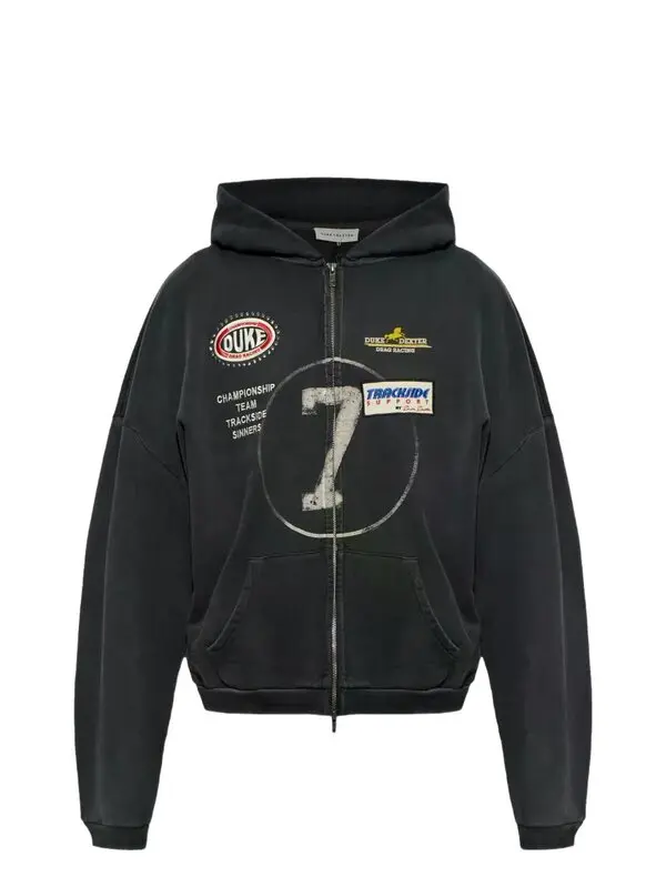 DUKE + DEXTER Dr4 Eat Dirt Graphic-print Zip-up Hoodie - Black