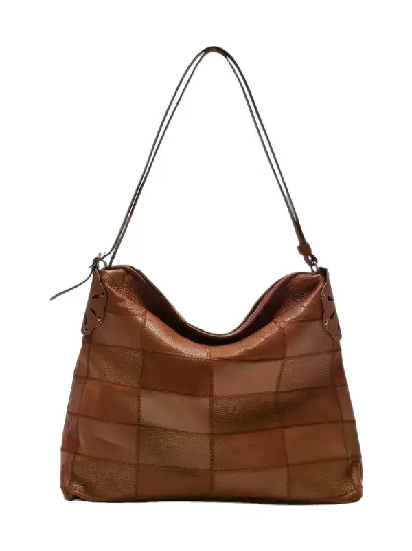 Malìparmi Patchwork Zigzag-stitched Shoulder Bag - Brown