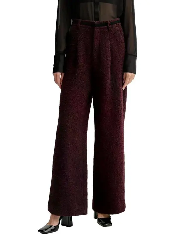 GESTUZ Bouclé-knit Wide-leg Trousers - Red