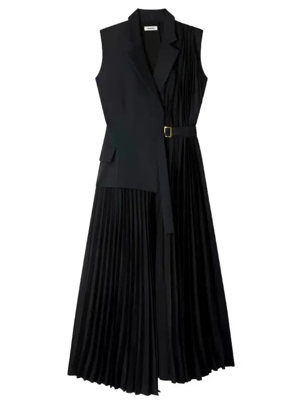 Sandro Pleated Wrap Dress - Black