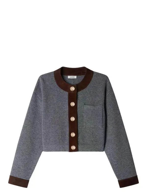Sandro Cropped Cardigan - Grey