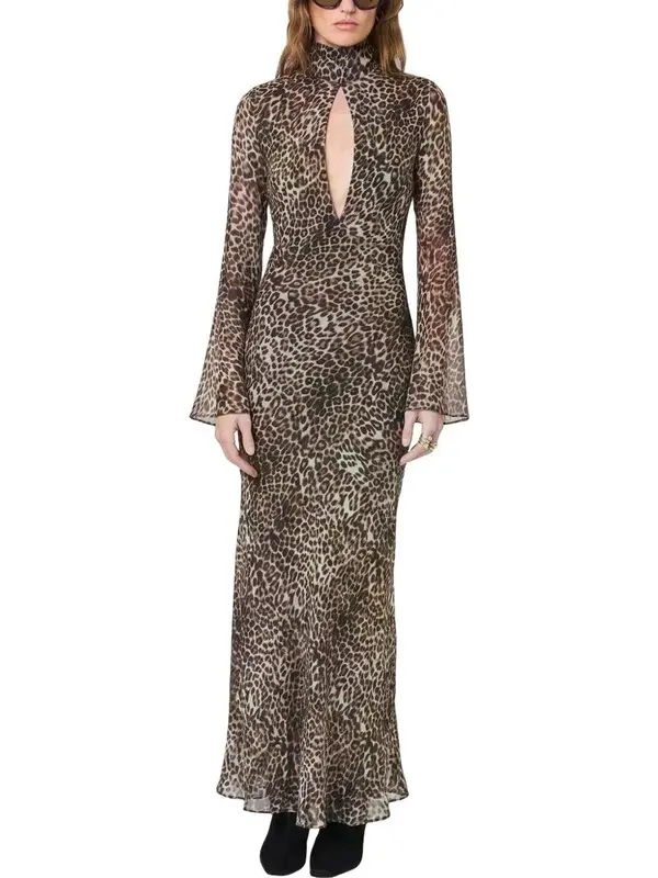 NICHOLAS Leopard-print Cut-out Dress - Neutrals