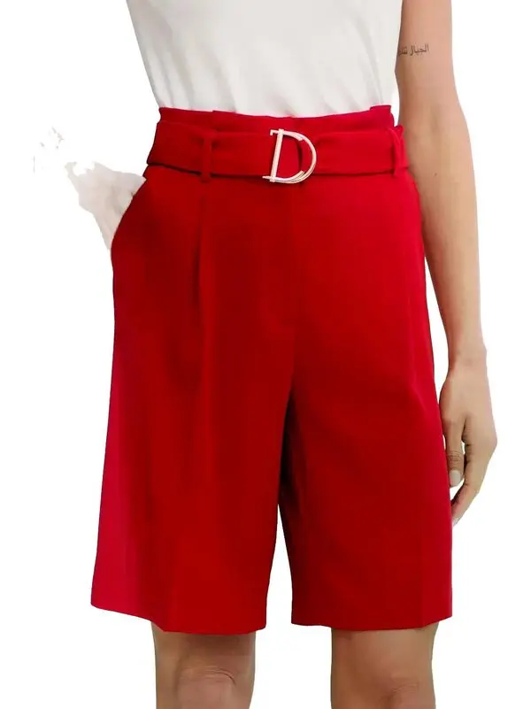MORGAN Belted Shorts - Red