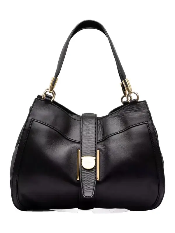 FERRAGAMO 2014-2015 Leather Enny Hobo Shoulder Bag - Black