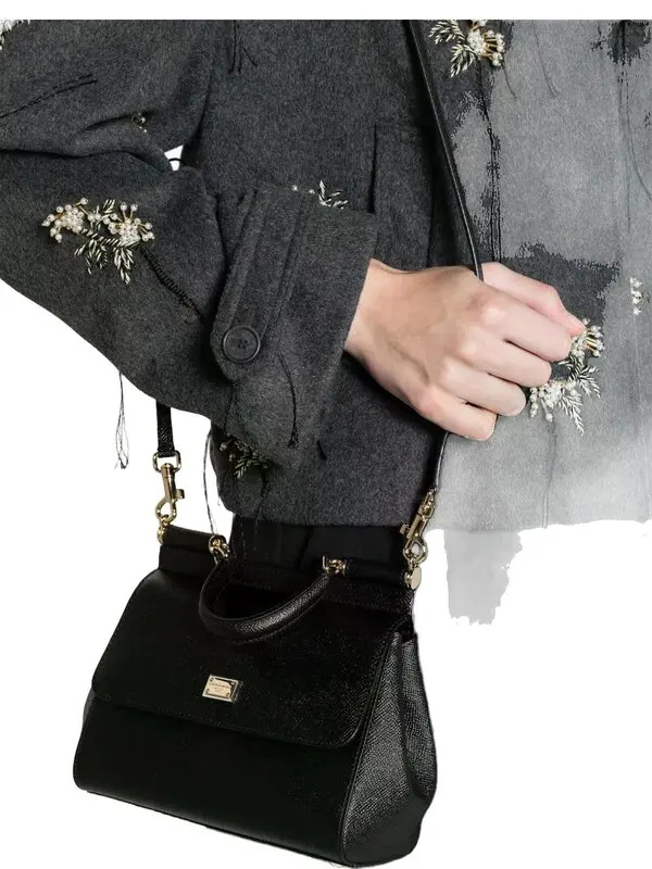 Dolce & Gabbana Small Sicily Handbag In Dauphine Calfskin - Black