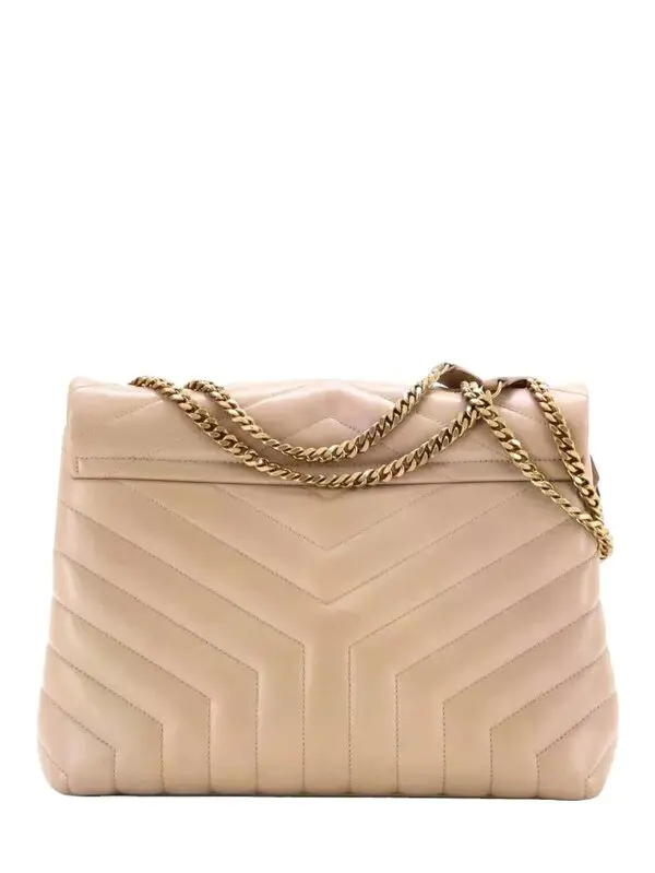 Saint Laurent Loulou Matelasse Chevron Leather Medium Shoulder Bag - Neutrals