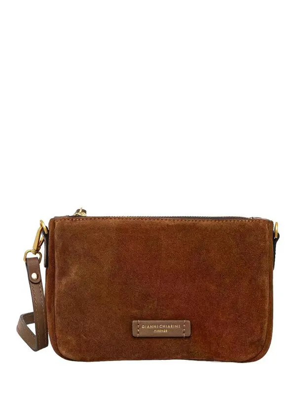 GIANNI CHIARINI Small Nora Suede Pouch Bag - Brown
