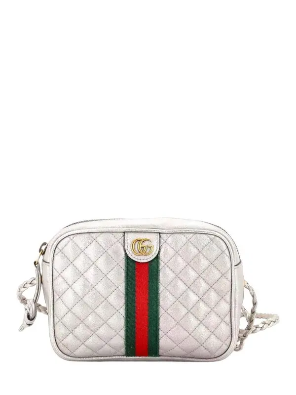 Gucci Trapuntata Camera Bag Quilted Leather Mini Crossbody Bag - Silver