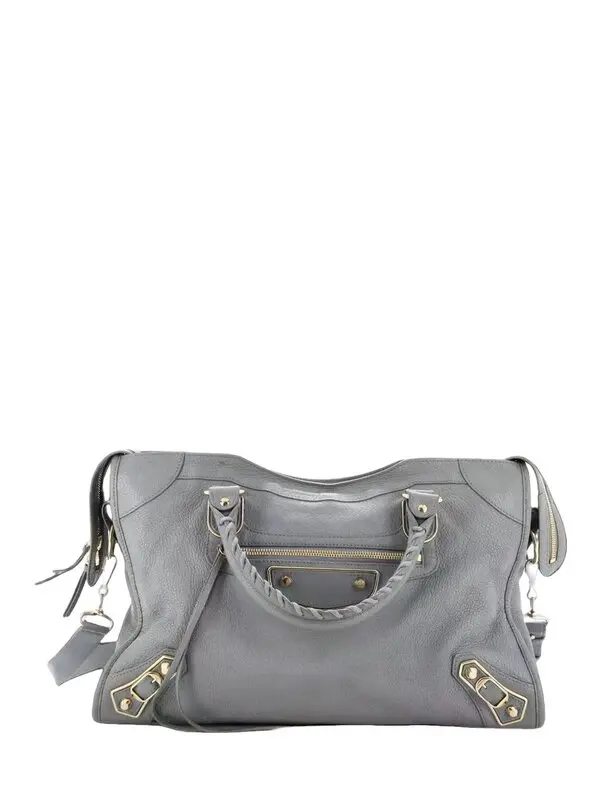 Balenciaga City Classic Metallic Edge Bag Leather Medium Satchel - Grey