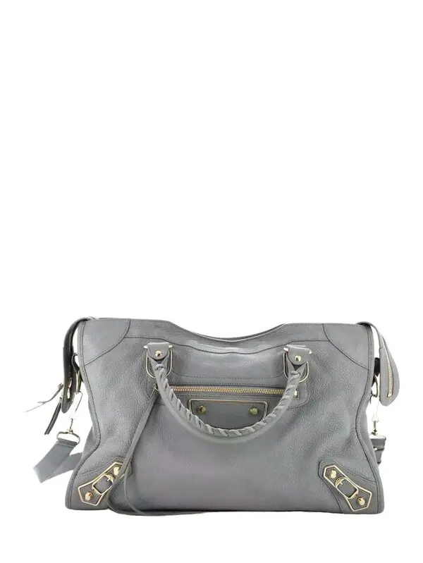 Balenciaga City Classic Metallic Edge Bag Leather Medium Satchel - Grey
