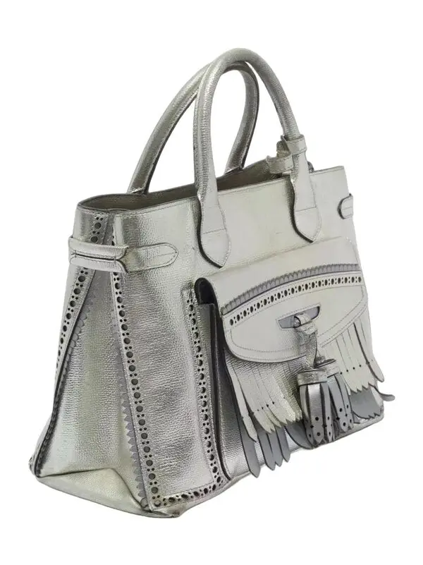 Burberry Banner Fringe-detail Tote Bag - Silver