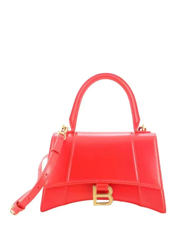 Balenciaga Hourglass Top Handle Bag Leather Medium Satchel - Red