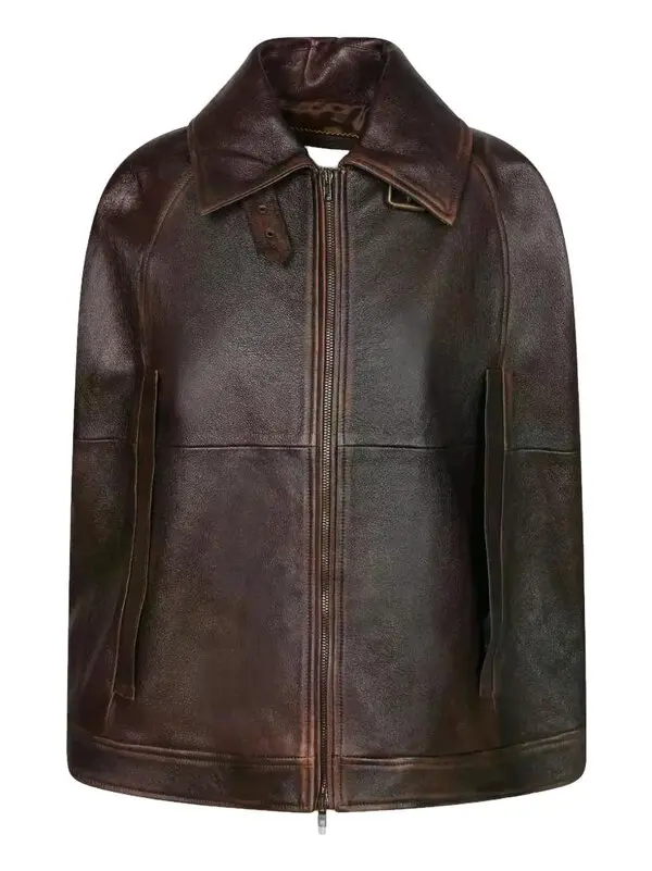 7 For All Mankind Zip-up Leather Cape - Brown