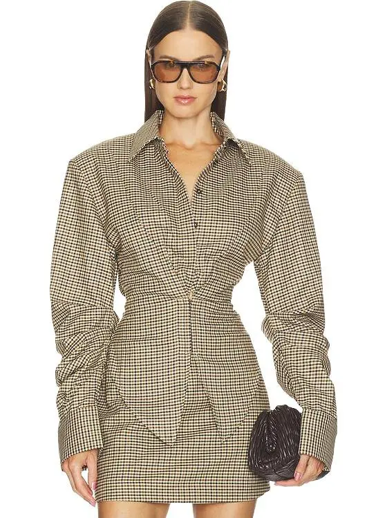 SANS FAFF Check Founder's Blouse - Brown