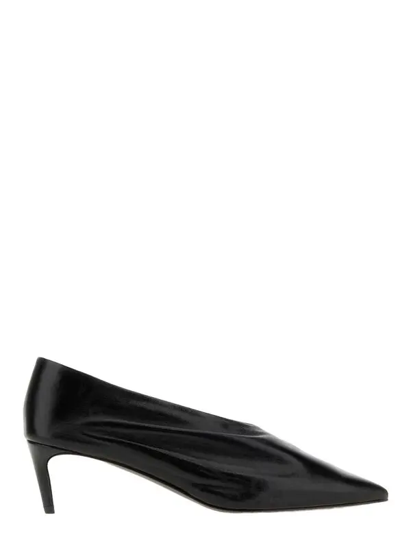 Khaite Miriam Smooth Calfskin Pumps With A Draped Design And Mid Heel - Black