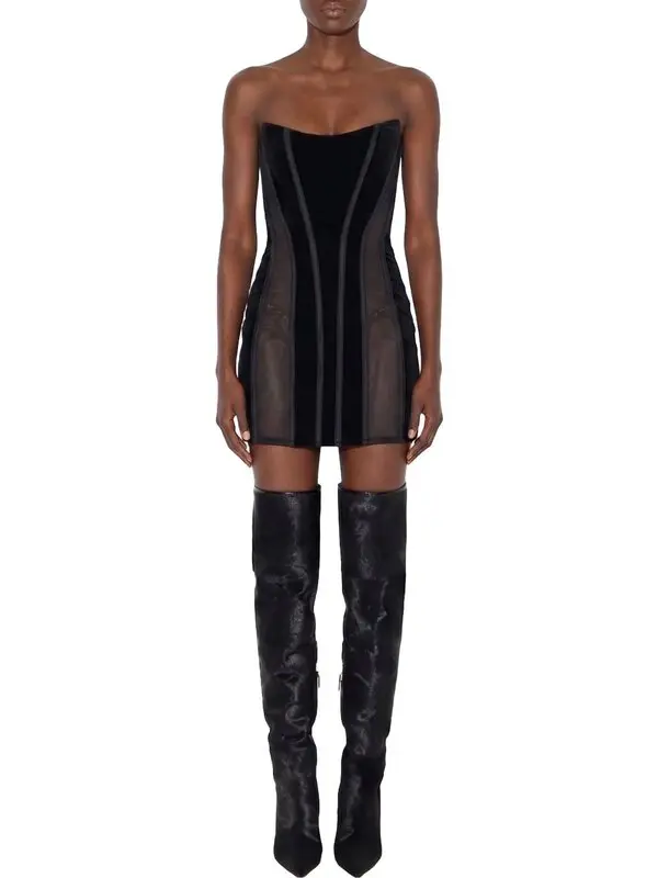 Elisabetta Franchi Off-the-shoulder Crêpe Bustier Mini Dress - Black