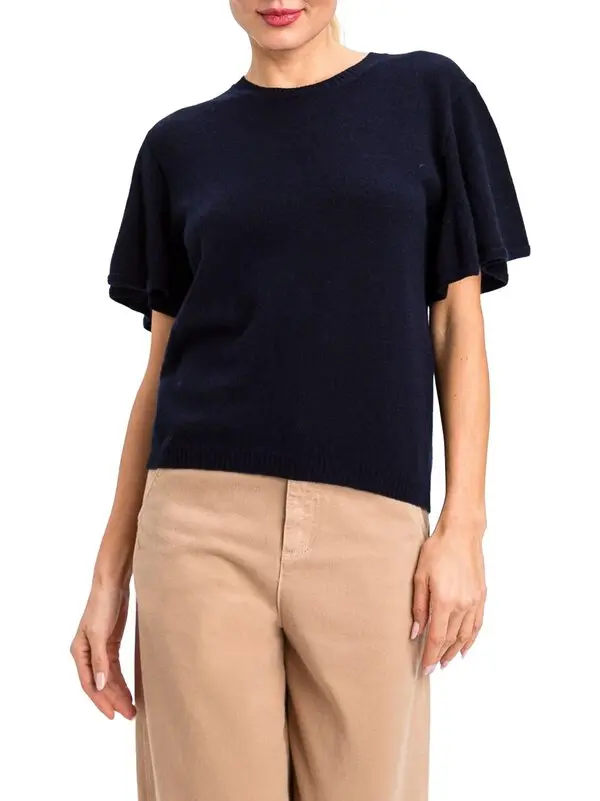 TWINSET Cashmere And Silk Sweater With Short Kimono Sleeves - Navy