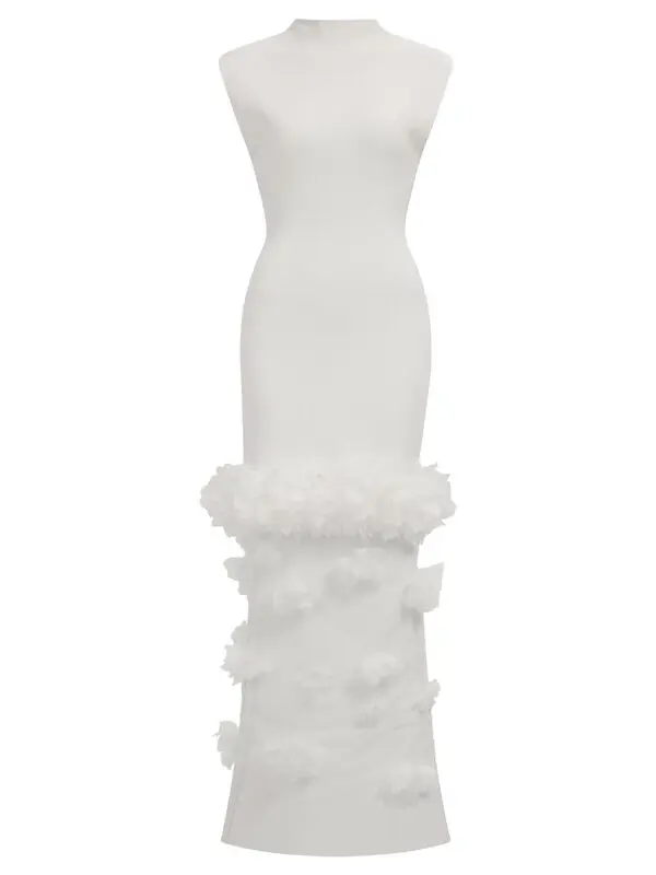 Aje Fleura Knitted Midi Dress - Ivory