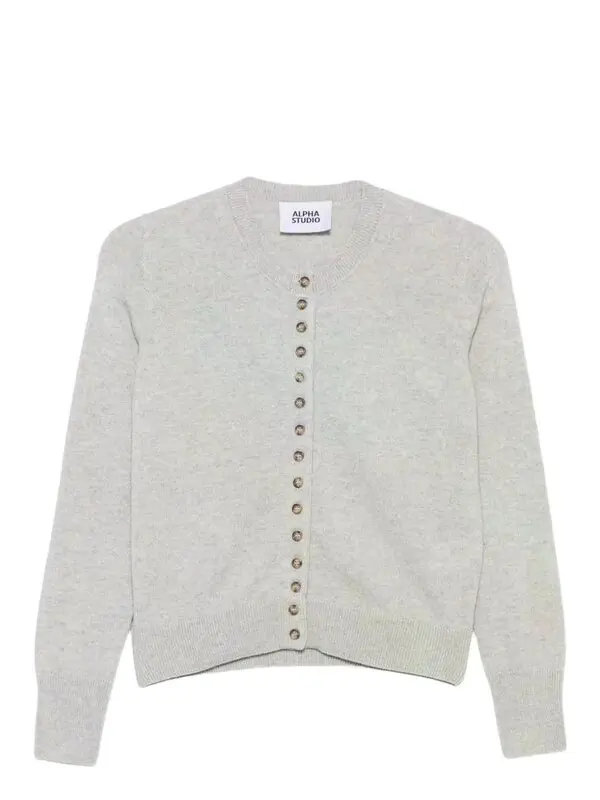 Alpha Studio Button-up Crew-neck Cardigan - Grey