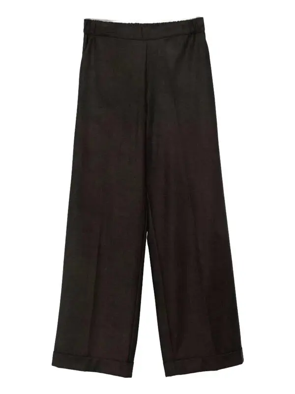 WHYCI Turn-up-cuff Wide-leg Trousers - Brown