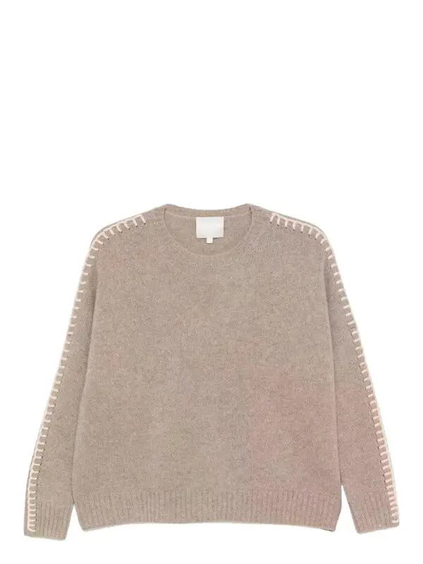 KUJTEN Amea Whipstitch-trim Cashmere Sweater - Brown