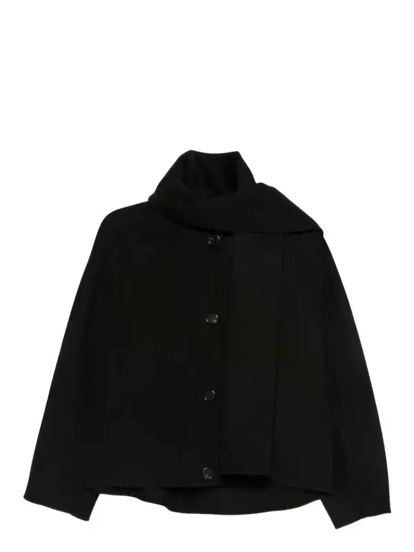 Max Mara Scarf-detail Button-up Jacket - Black