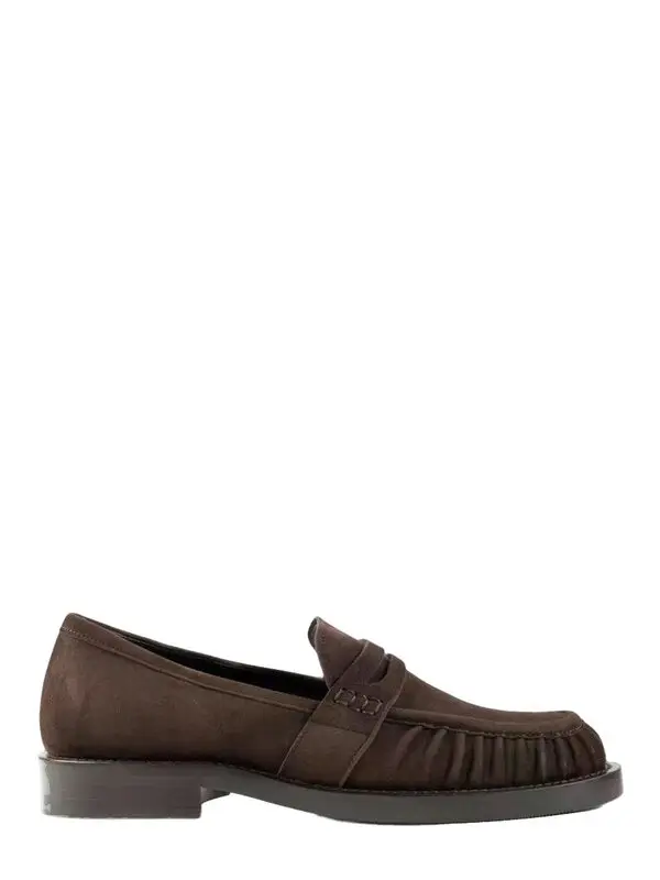 CHUCKIES Pasha Gathered Suede Loafers - Brown