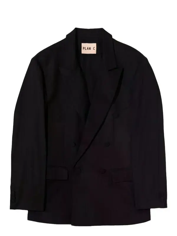 Plan C Peak-lapel Double-breasted Blazer - Black