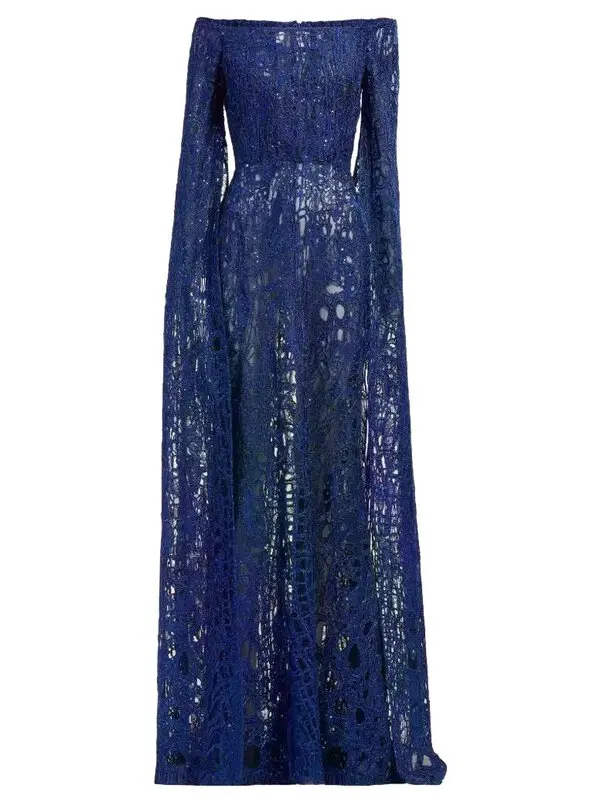 Elie Saab Sequin-embroidered Maxi Dress - Blue