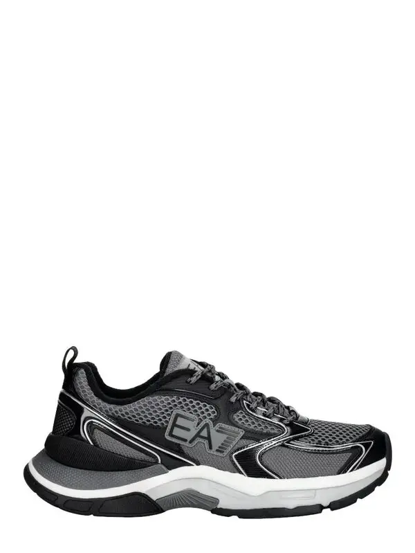 EA7 Logo-patch Mesh Sneakers - Black