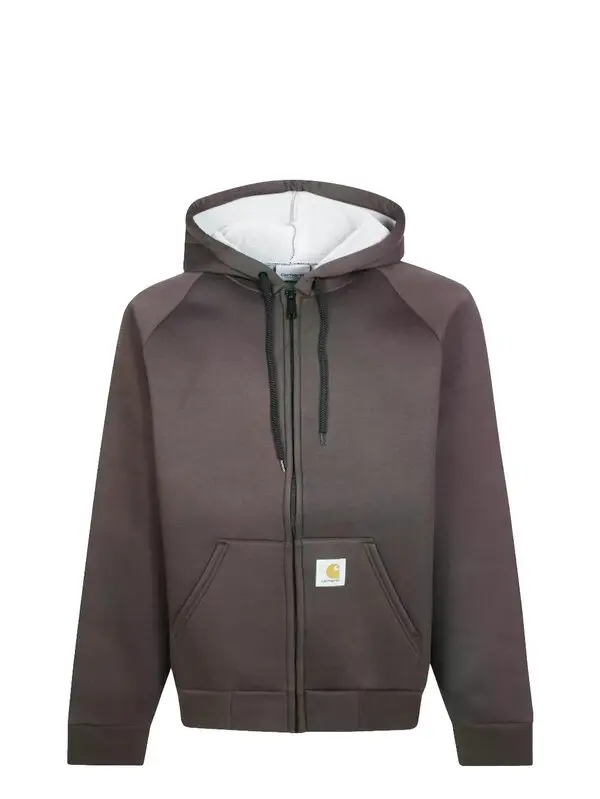 Carhartt Work In Progress Logo-patch Zip-up Hoodie - Brown