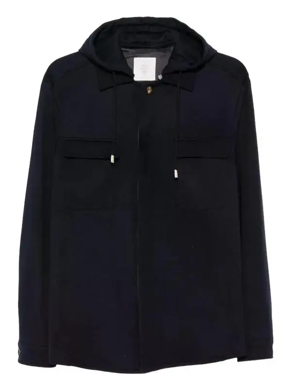 Eleventy Hooded Wool Jacket - Blue