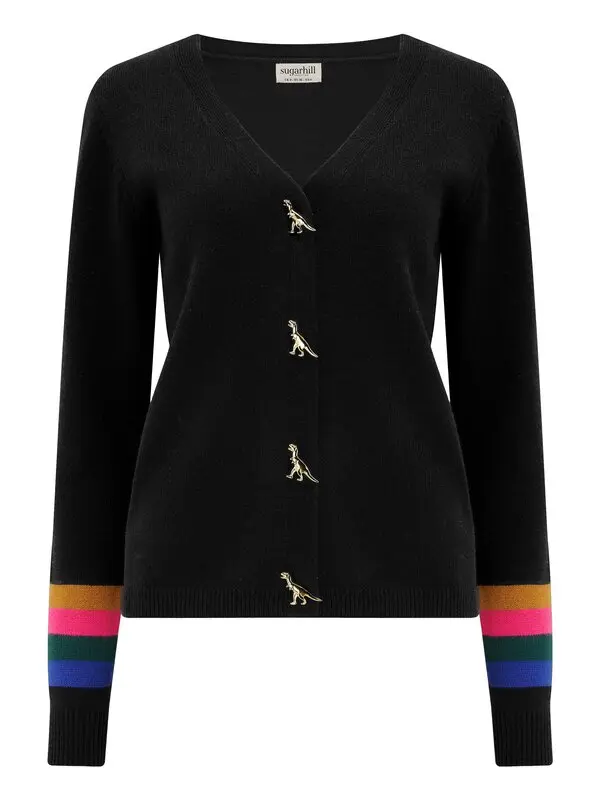 SUGARHILL BRIGHTON Jennifer Cardigan Dinosaur Buttons - Black