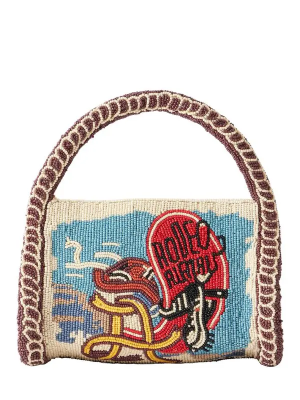 ALEMAIS Ace Beaded Twill Top-handle Bag - Multi