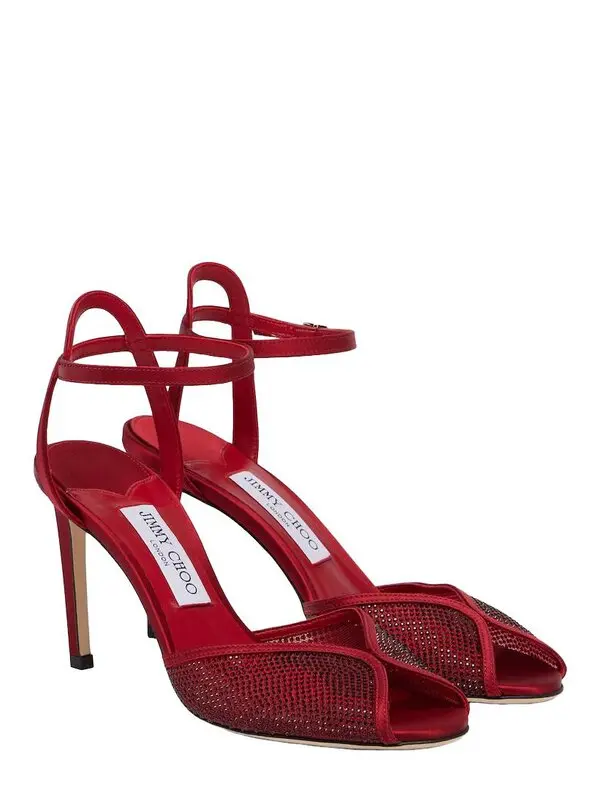 JIMMY CHOO Sacora Crystal-embellished Sandals - Red