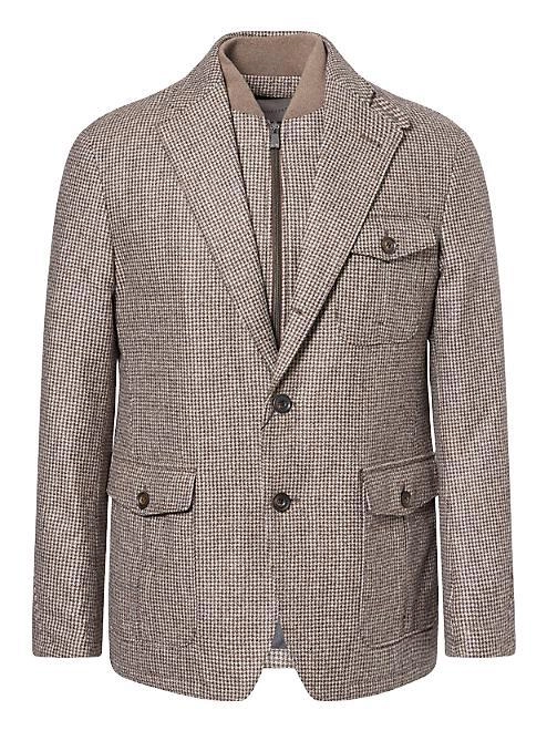 Corneliani Dogtooth Bib Wool Blazer - Brown Multi
