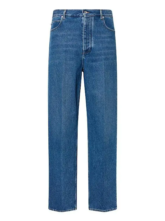 Bottega Veneta Washed Wide-leg Cotton Denim Jeans - Mid Blue