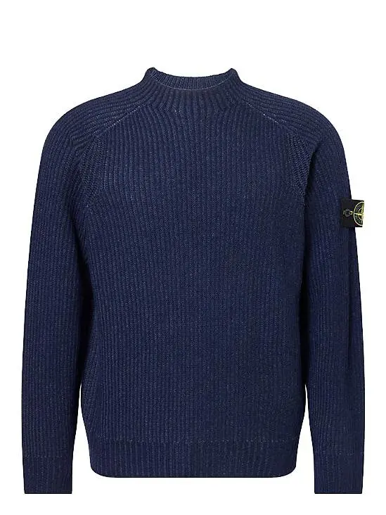 Stone Island Reversible Crewneck Wool Cashmere Jumper - Navy Blue