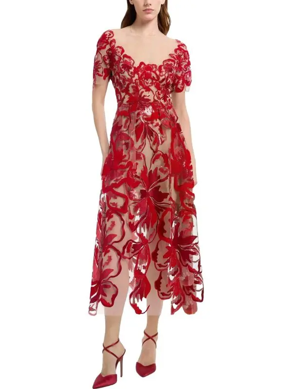 Elie Saab Sequin-embellished Midi Dress - Red