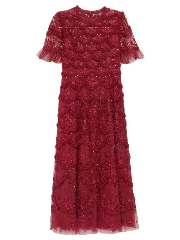 NEEDLE & THREAD Lily Bloom Ankle Dress - Red