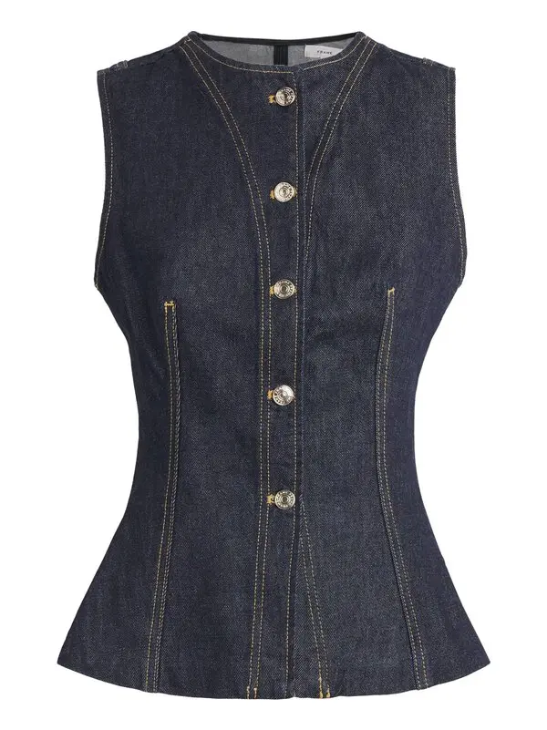 FRAME The Form Denim Vest - Navy