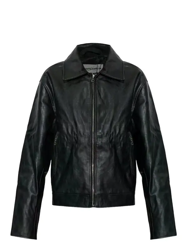 CARNE BOLLENTE Embroidered Leather Jacket - Black