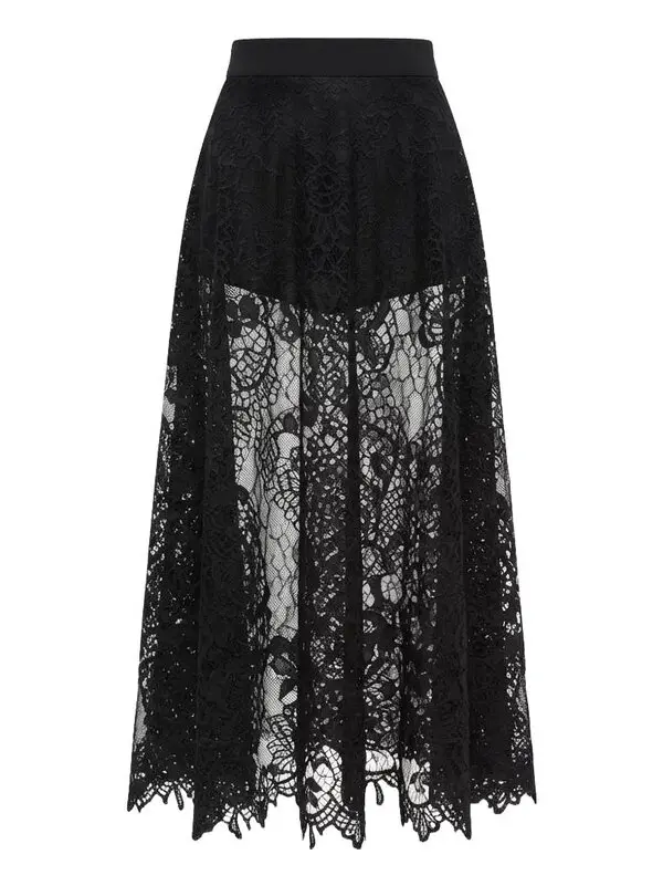GEMY MAALOUF Lace-overlay Skirt - Black