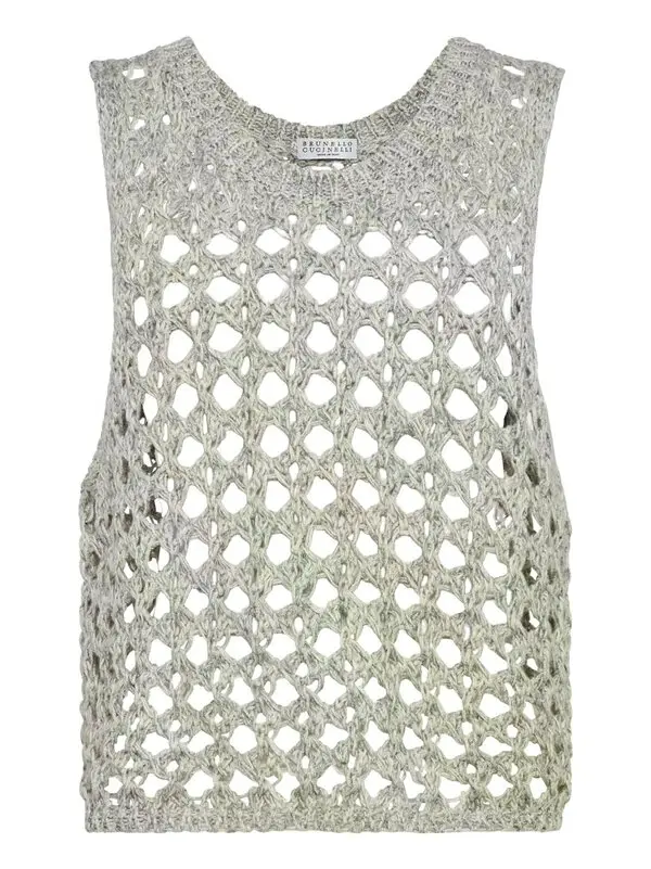 Brunello Cucinelli Open-knit Sleeveless Vest - Neutrals