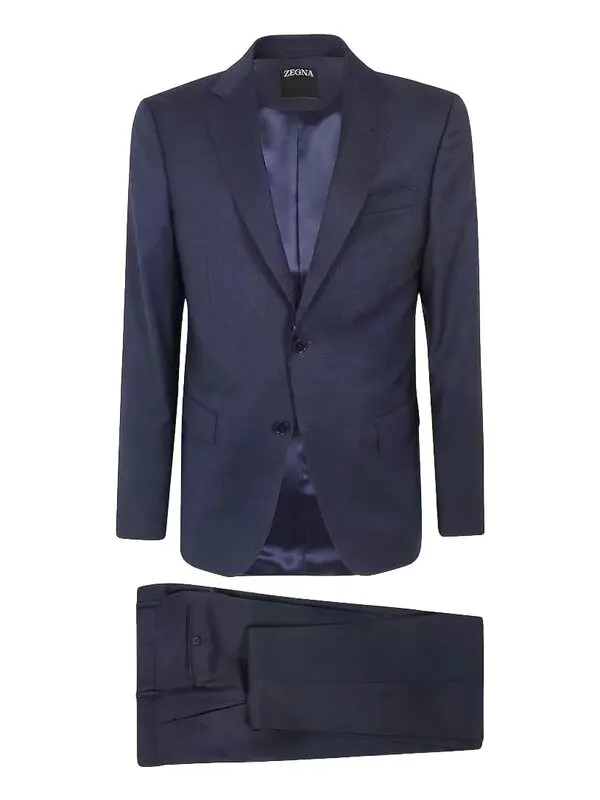 Zegna Single-breasted Wool Suit - Blue