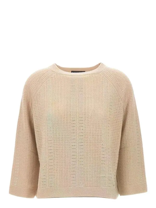 ELENA MIRÒ Rhinestone-embellished Open-knit Sweater - Neutrals